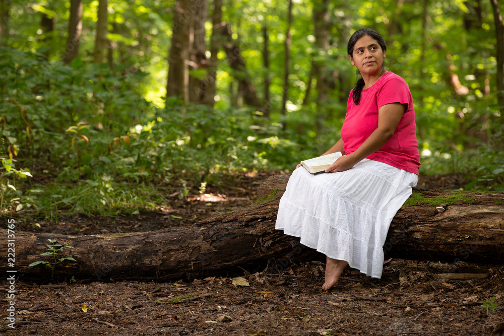 Hispanic Woman Reading Bible