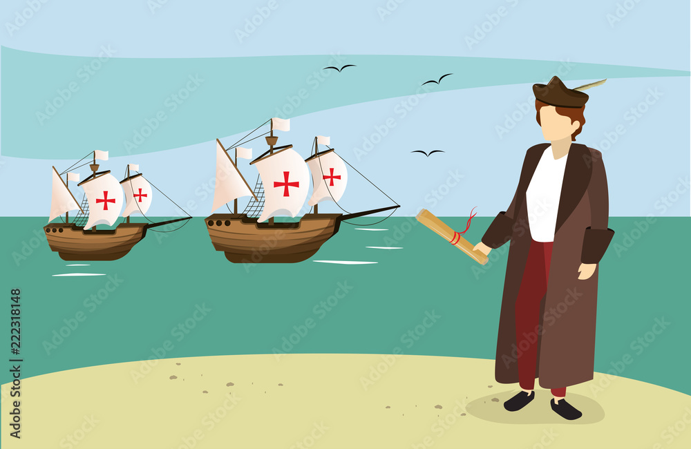 Columbus day cartoons Stock Vector | Adobe Stock