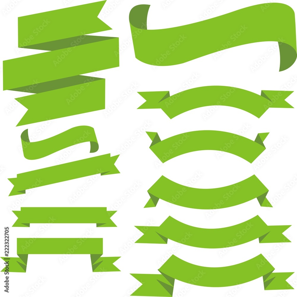 Green banner design element isolated on white background Stock Vector ...