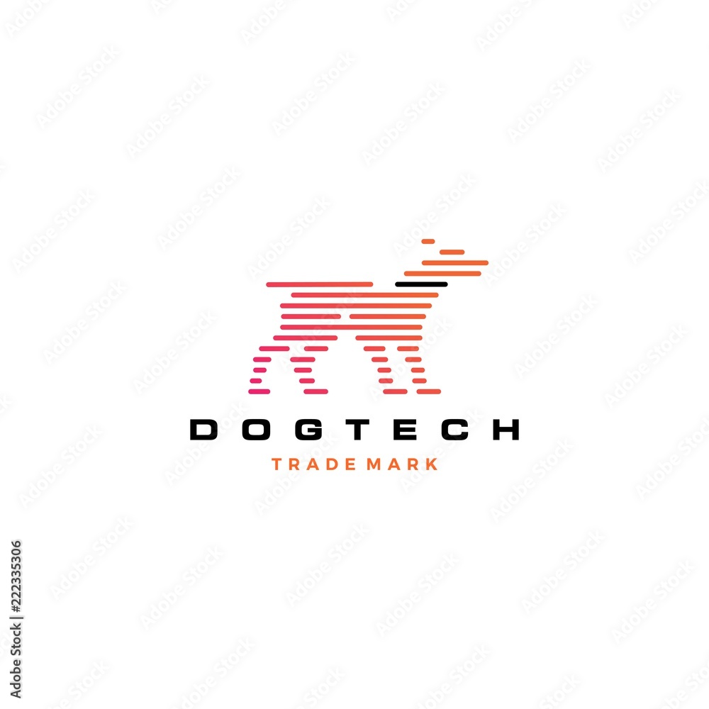 dog tech digital line stripes logo vector icon Stock Vector | Adobe Stock