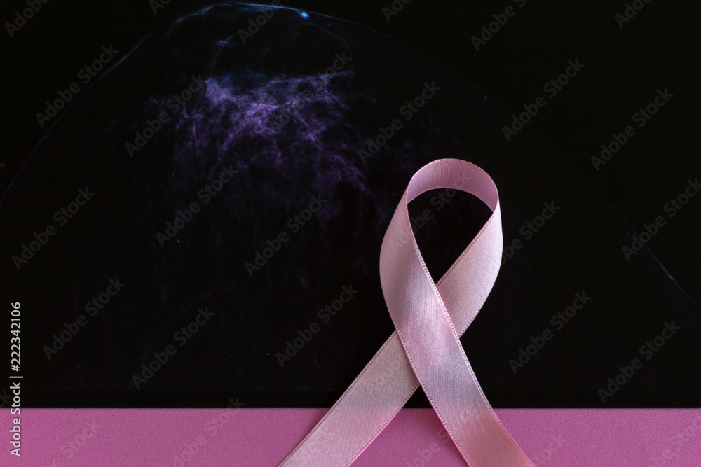 International symbol of Breast Cancer Awareness Month in October. Close ...