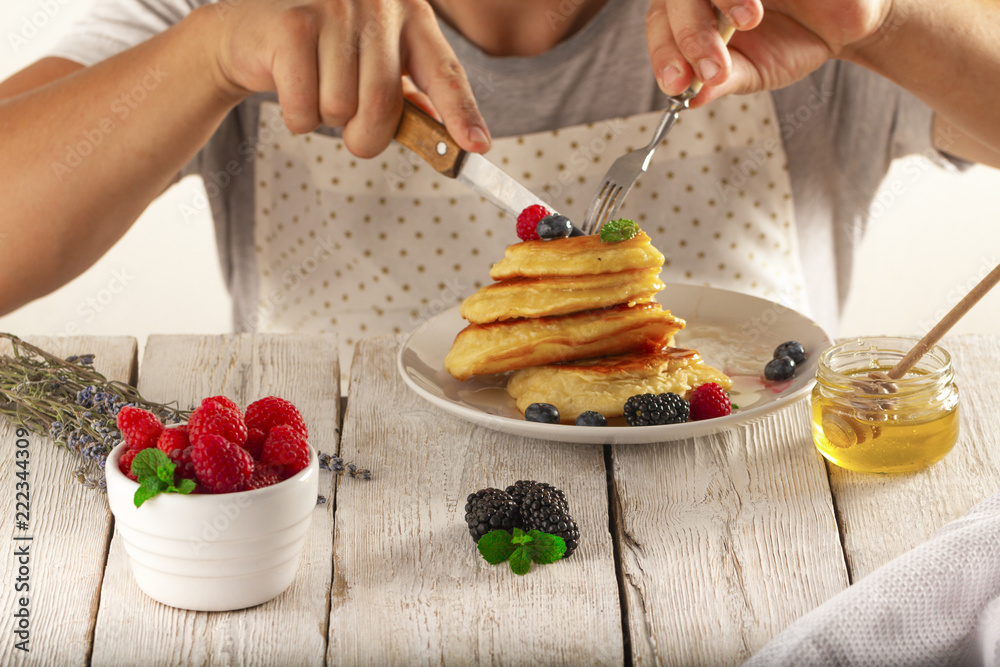 Man Eating Pancakes