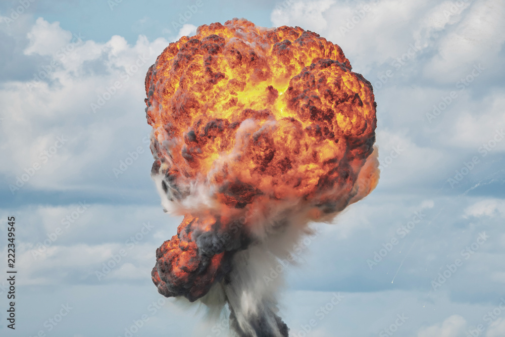 Expolsion frozen at an air show displaying the destruction of a target ...