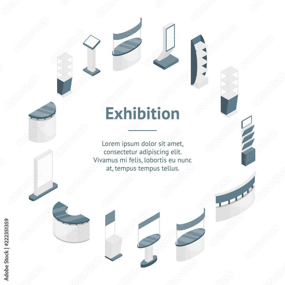 Exhibition Stands 3d Banner Card Circle Isometric View. Vector Stock ...