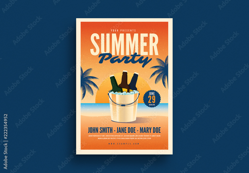 Summer Beer Party Flyer Layout Stock Template | Adobe Stock