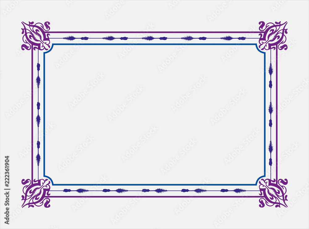 Marco floral morado y azul. Stock Vector | Adobe Stock
