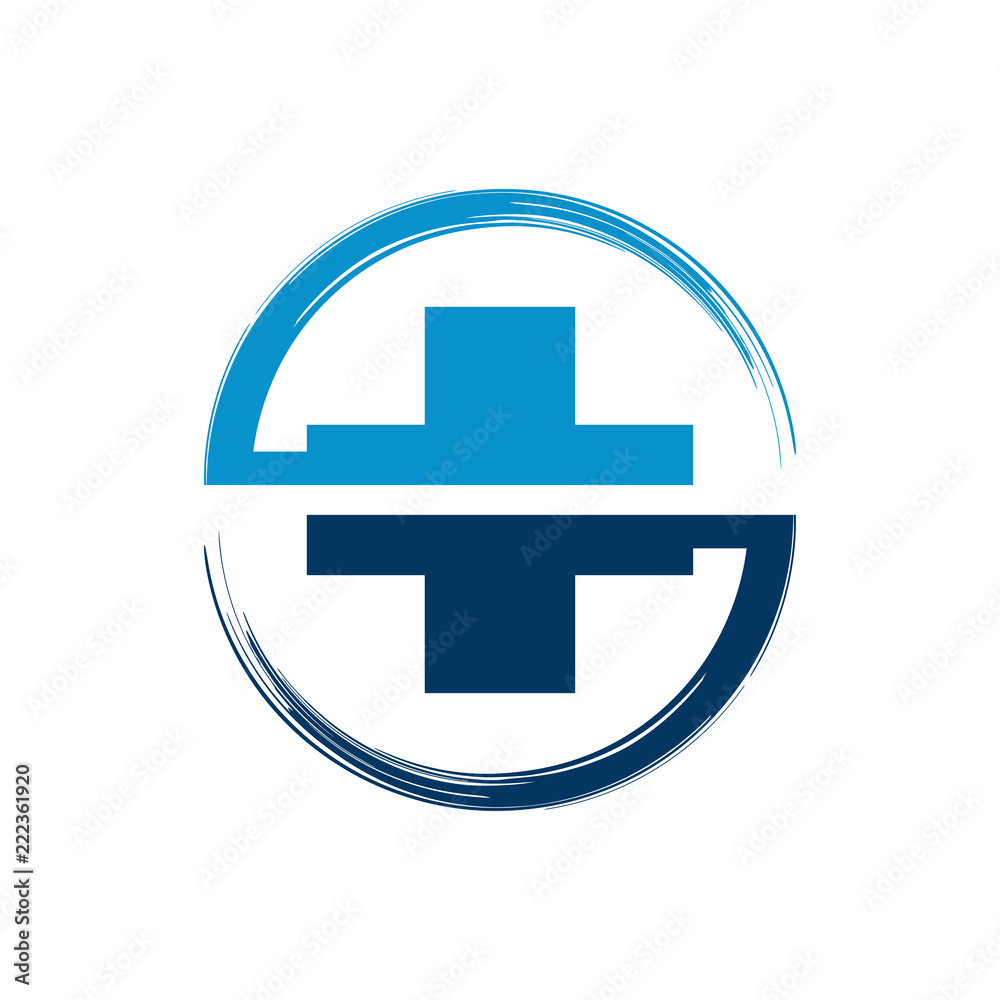 Logotipo cruz azul en circulo girando en horizontal Stock Vector ...