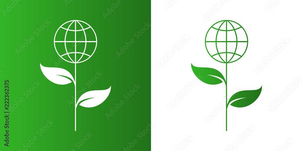 Vetor de Logotipo global con hojas en verde y blanco do Stock | Adobe Stock