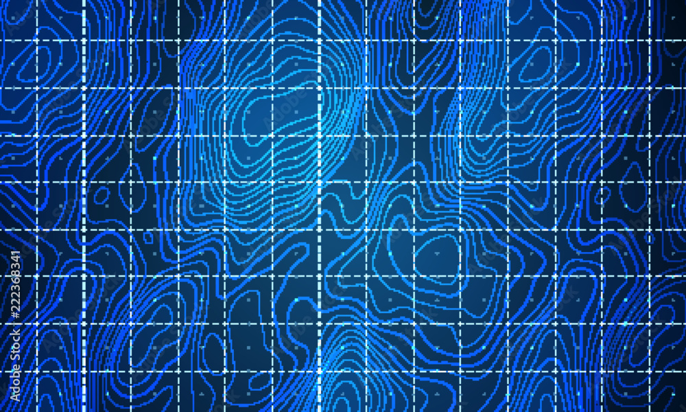 Vector abstract earth relief map. Generated conceptual elevation map ...