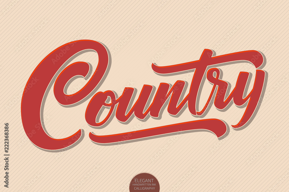 Country Music. Vector volumetric hand drawn lettering. 3D elegant ...