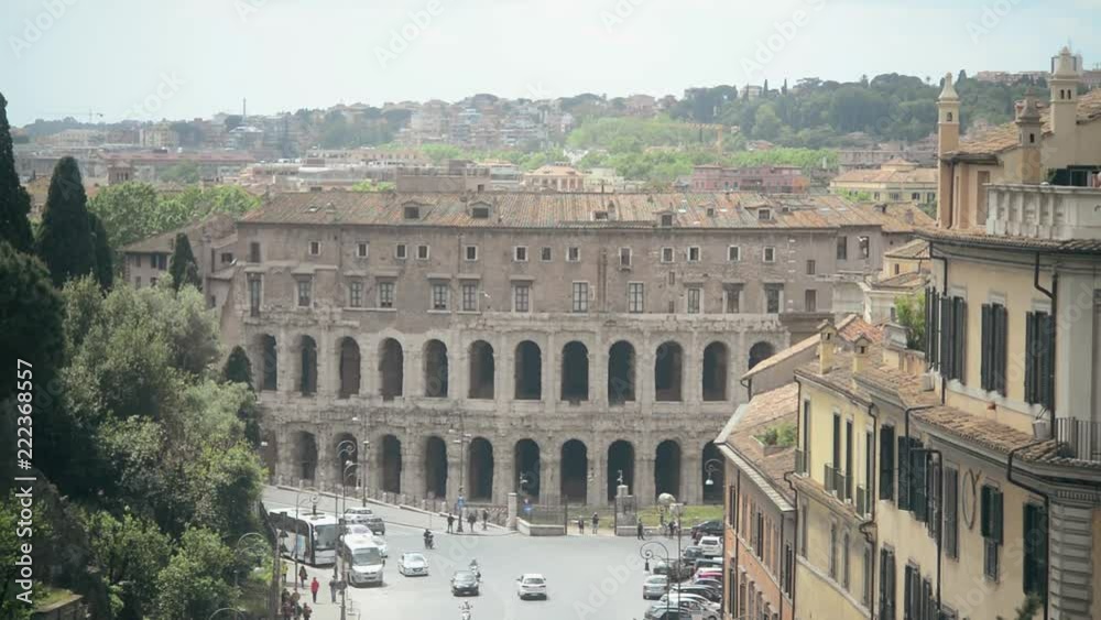 Rome Antique Site - Panorama - Forum Ancient, Coliseum, Columns Temple ...