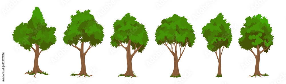 Vector trees set Stock Vector | Adobe Stock