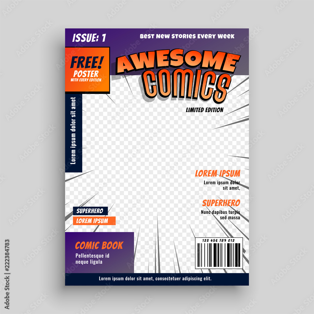 stylish comic book cover page design template Stock Vector | Adobe Stock