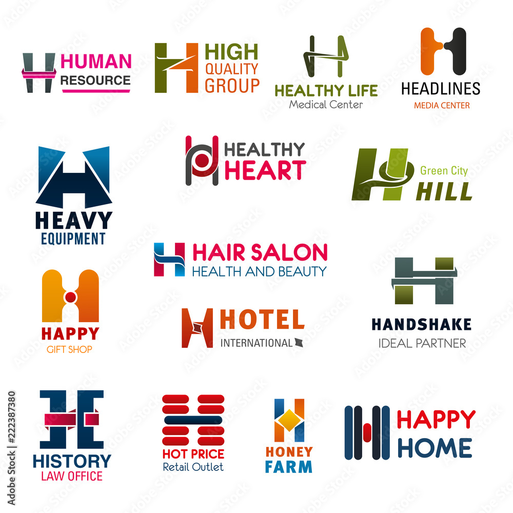 Letter H company brand names and business icons Stock Vector | Adobe Stock