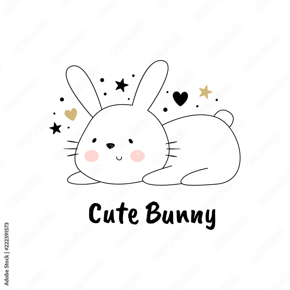Vector illustration of a Cute Rabbit. The cartoon style. Drawing by ...