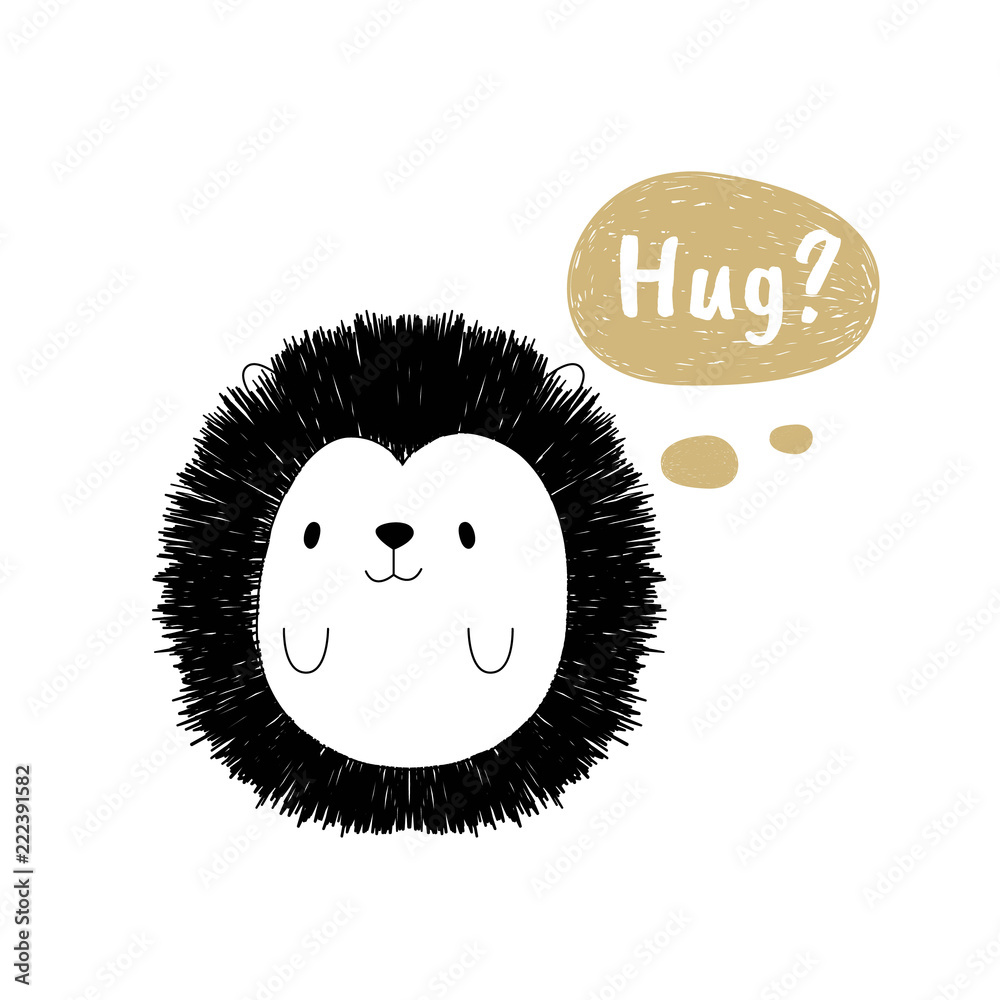 Hug Vector illustration of a Hedgehog. The cartoon style. Drawing by ...