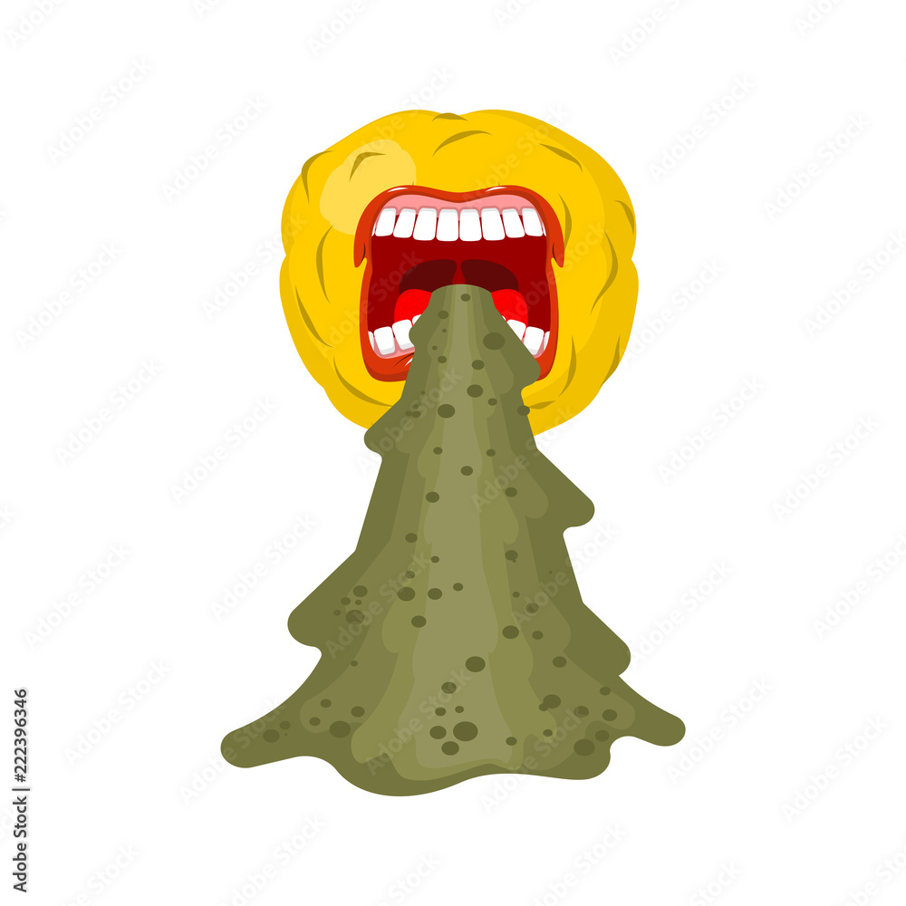 Vomit face emoji. Puke Vector illustration. Retching cartoon. Vomitus ...