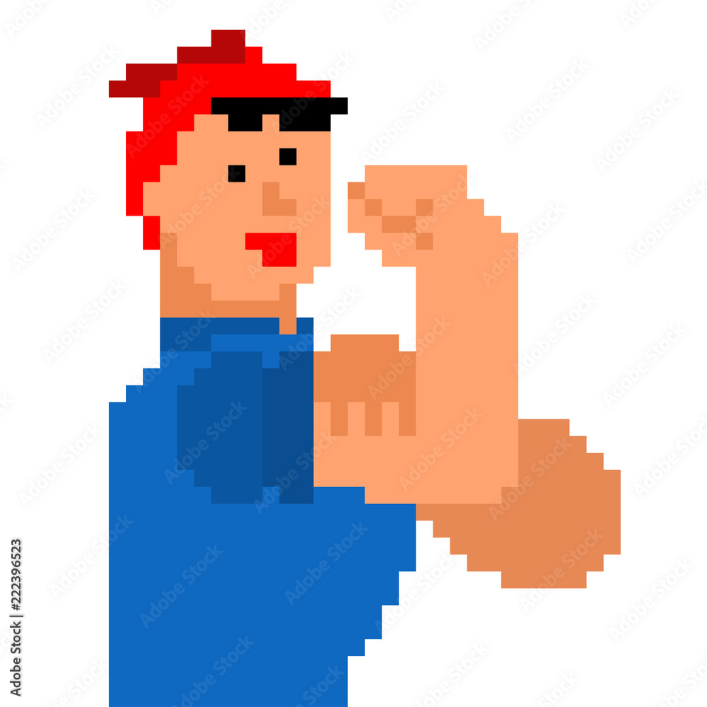 We can do it pixel art woman symbol power female. girl showing fist 8 ...