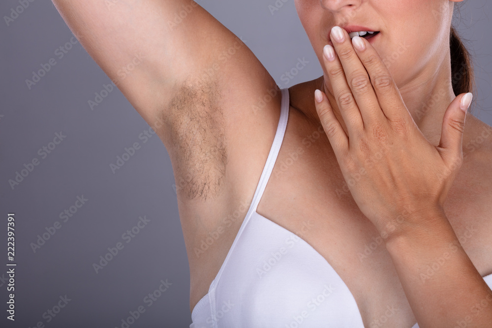Woman With Hairy Armpit Stock Photo | Adobe Stock