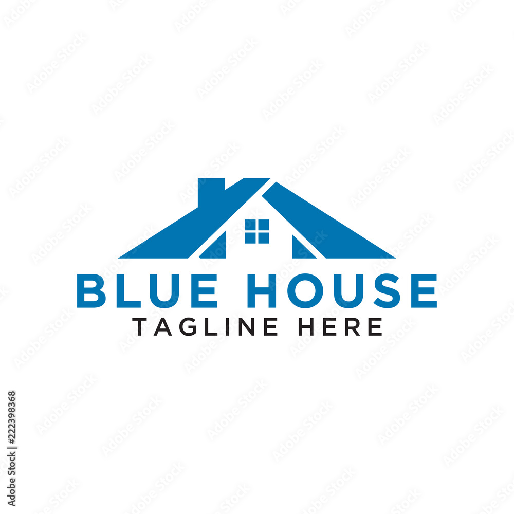 Simple blue house logo design template vector Stock Vector | Adobe Stock