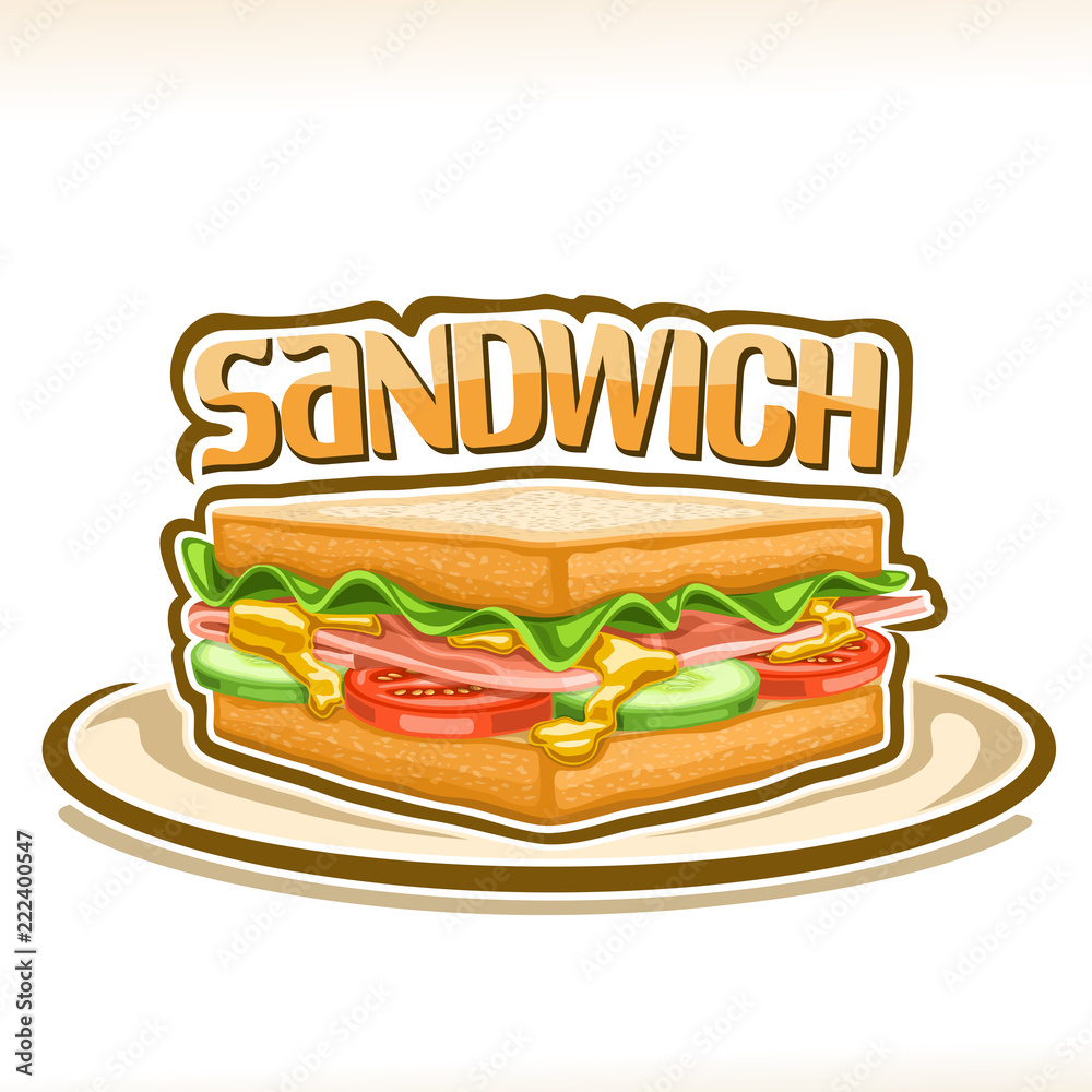 Grafika wektorowa Stock: Vector poster for Sandwich, between square ...