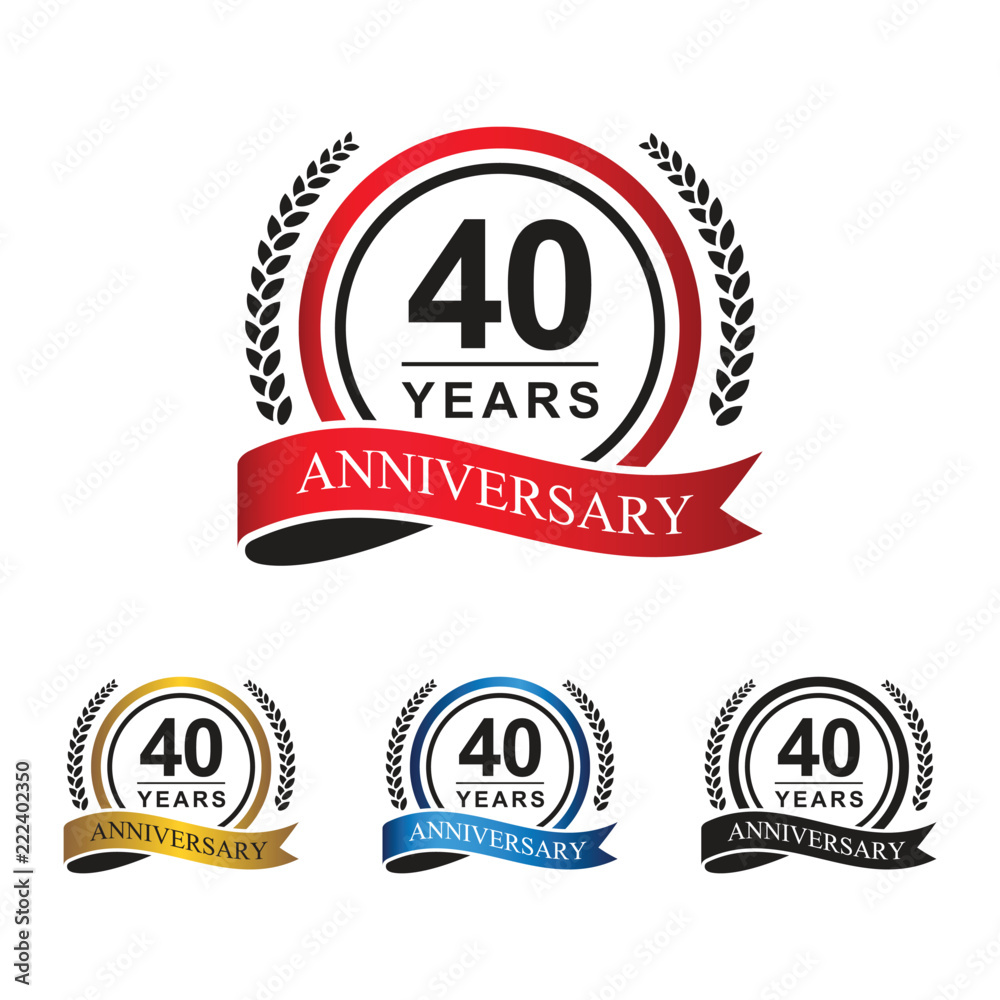 40th anniversary years circle ribbon Stock Vector | Adobe Stock