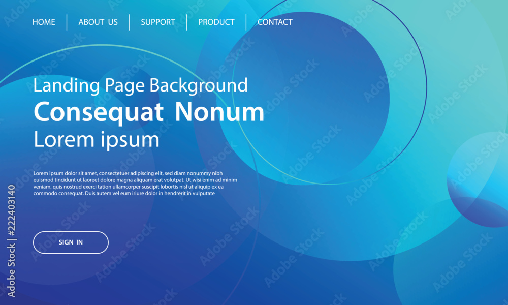 Website template design and landing page line dynamic shapes blue ...