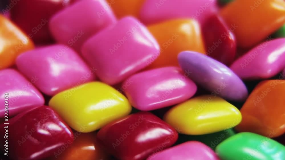 Vidéo Stock chewing gum of different colors. background of chewing gum ...