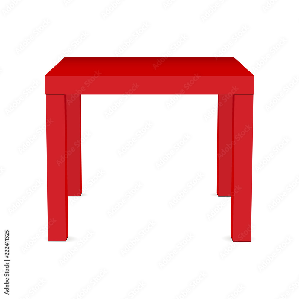 Red square table mock up - front view. Vector illustration Stock Vector ...