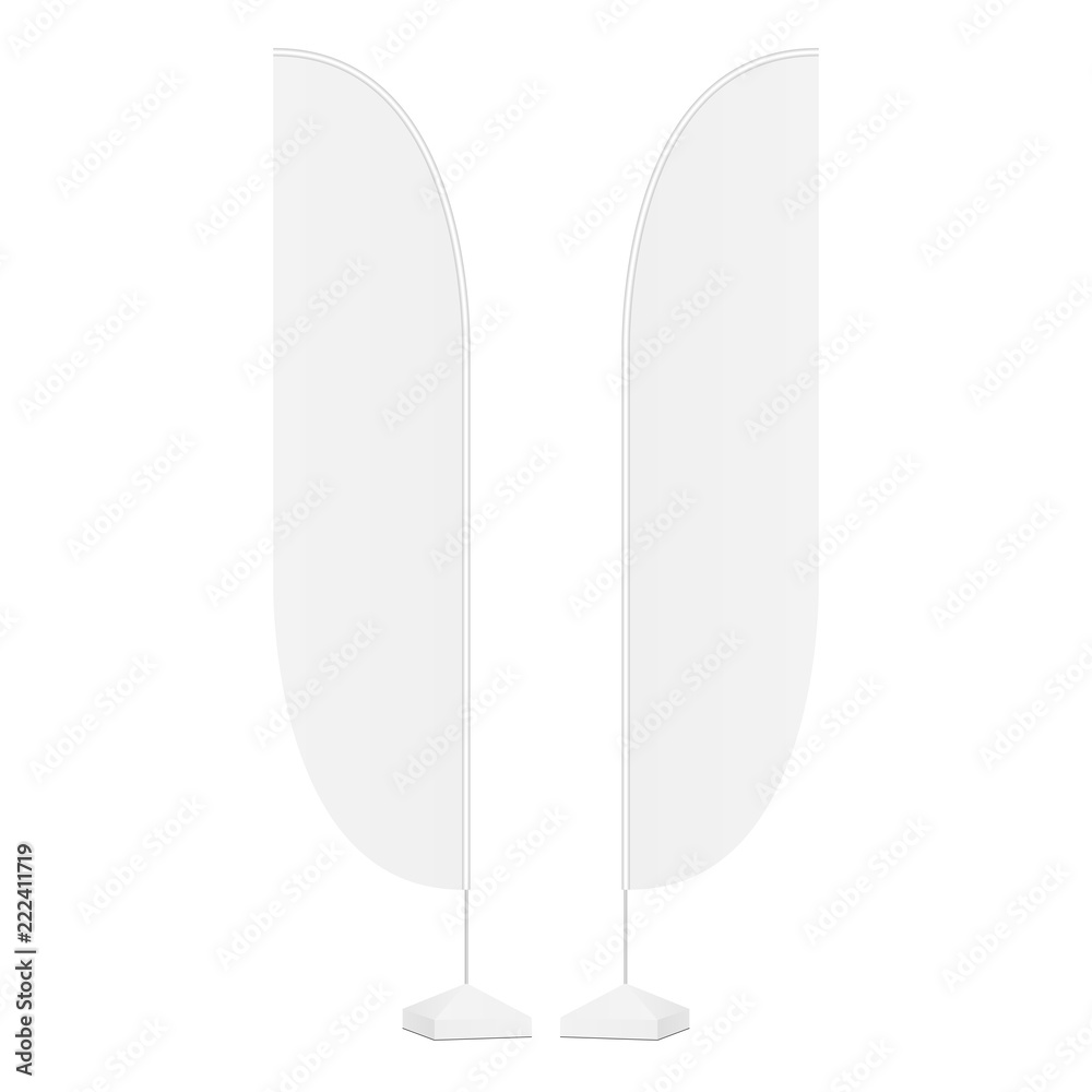 Advertising flags mockup isolated on white background. Vector ...