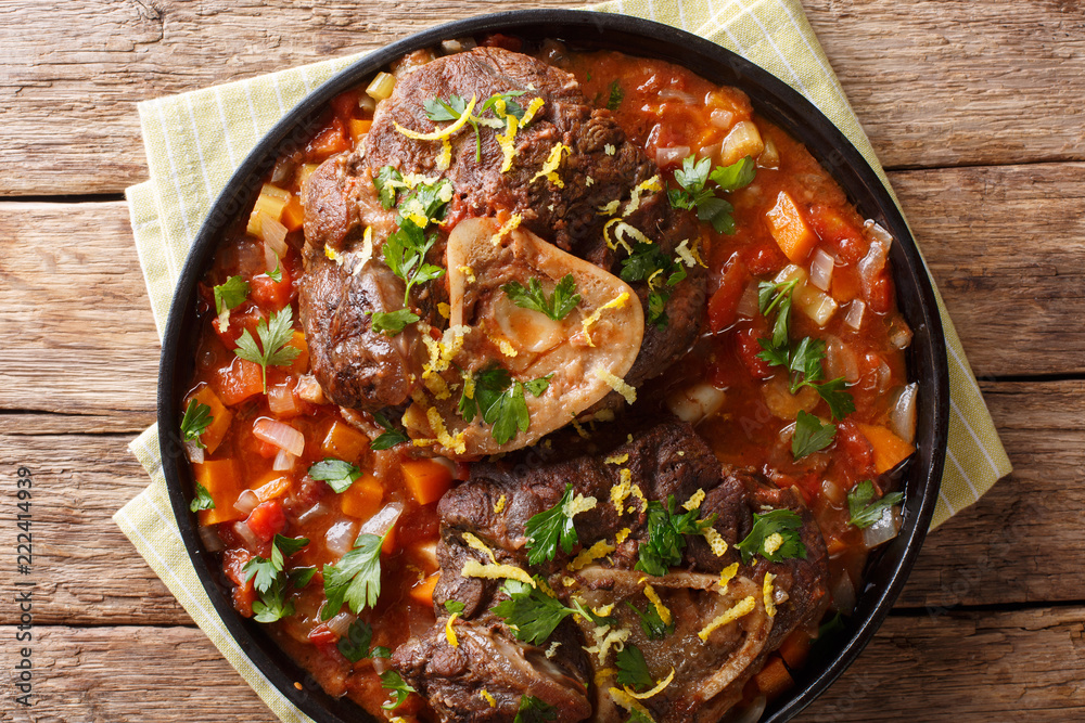 beef shank Ossobuco alla Milanese with gremolata and spicy sauce ...