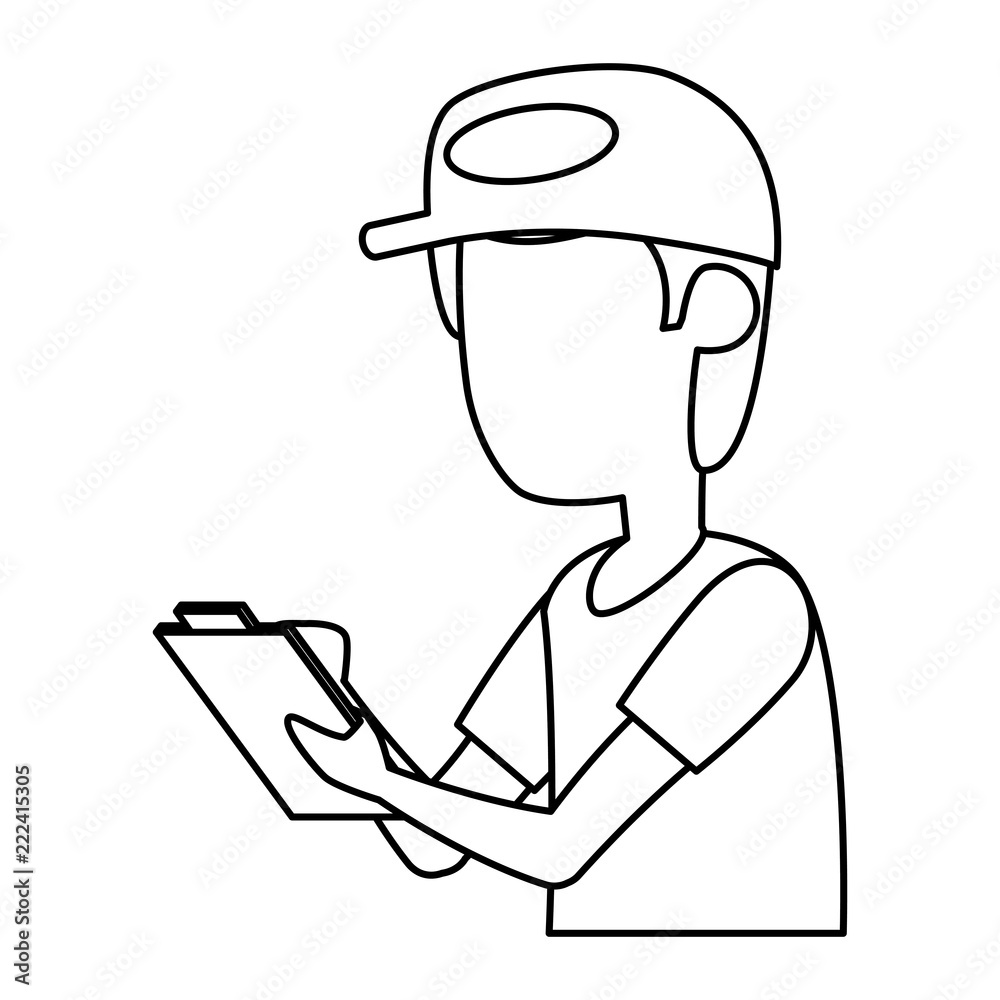 delivery worker with checklist Stock Vector | Adobe Stock