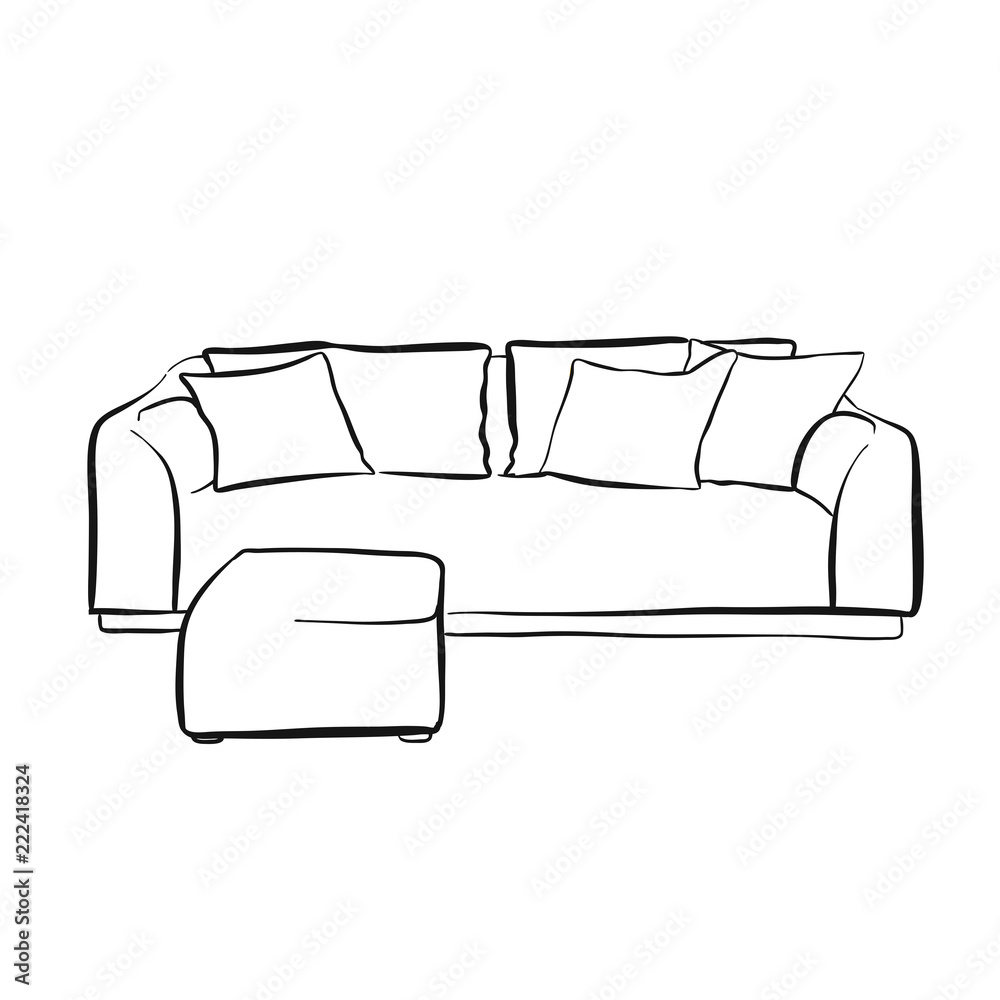 simple couch outline drawing Stock Vector | Adobe Stock