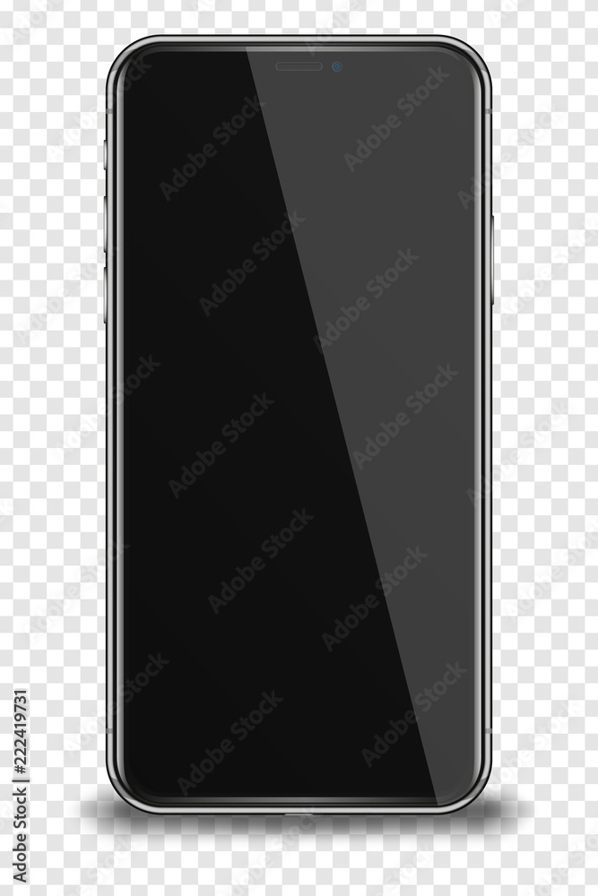 Smart phone with black screen isolated on transparent background. Stock ...