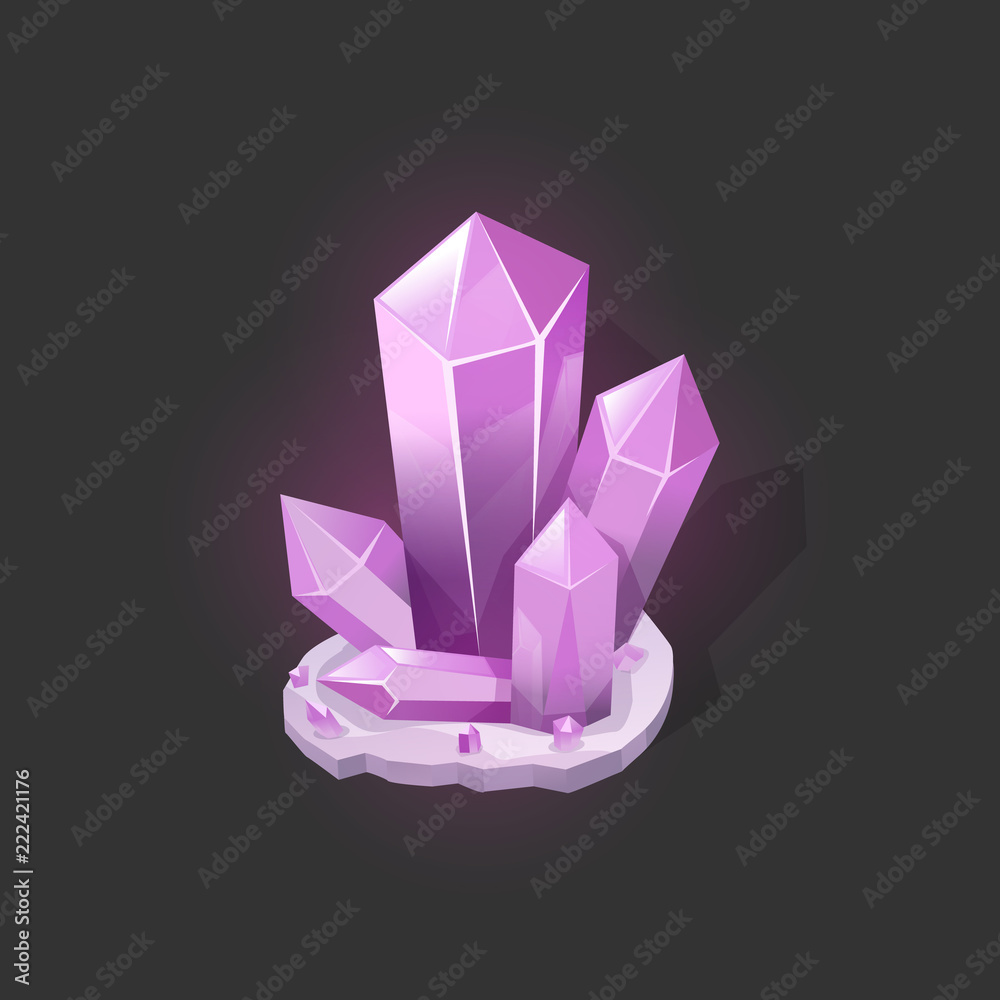 Amethyst glowing crystal icon for the game. Amethyst mineral ...
