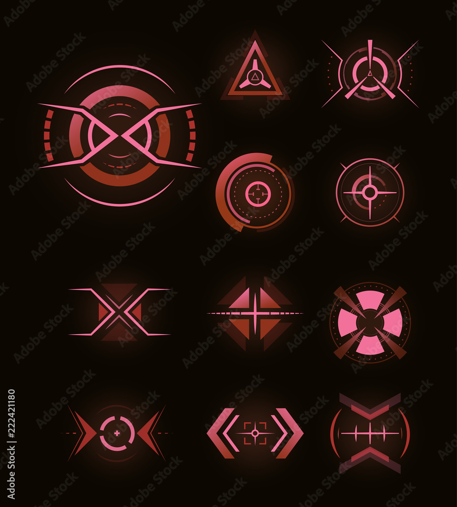 Red target element of the futuristic interface. Isolated aim of sniper ...