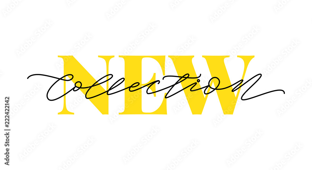 New collection yellow text on white background. Modern brush ...