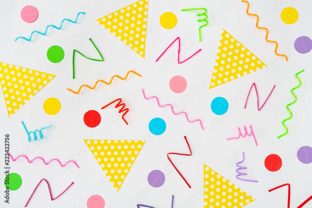 Multicolor geometric shapes pattern. Retro vintage abstract art print ...