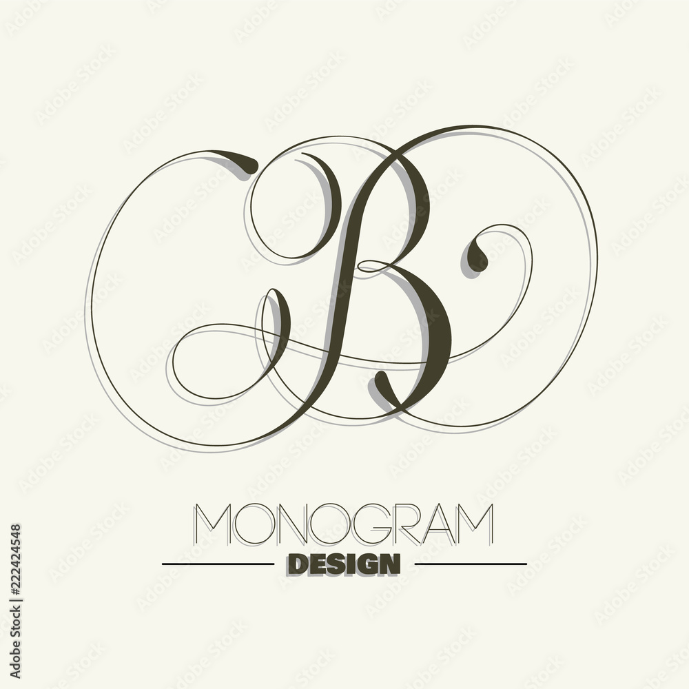Stylish calligraphy letter B monogram design Stock Vector | Adobe Stock