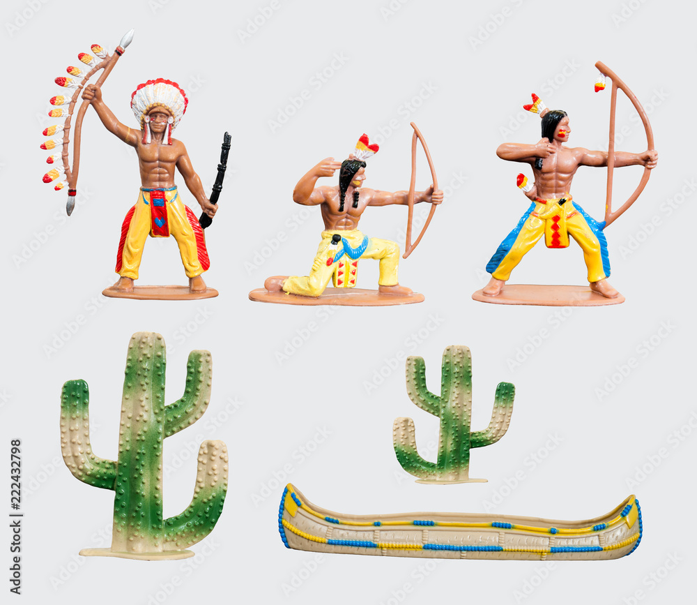 Native American Indians mini figure model toy / Isolated white Stock ...