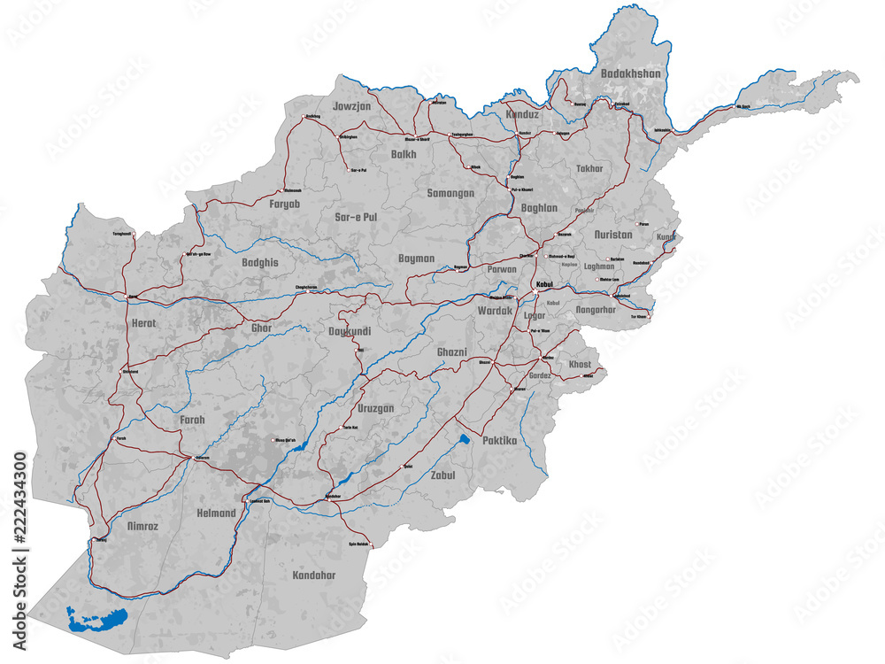 Large and detailed map of the state of Afghanistan. Stock Vector ...