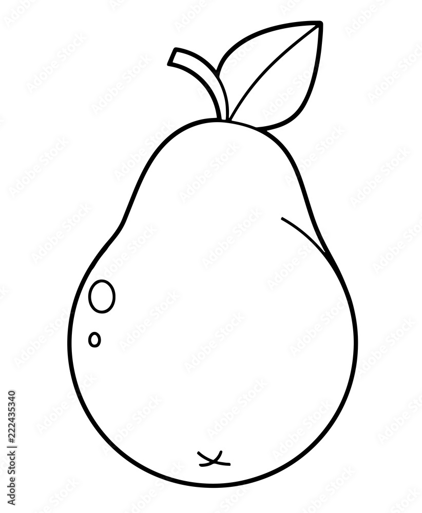 cartoon acene with pear on white background - vector coloring page ...