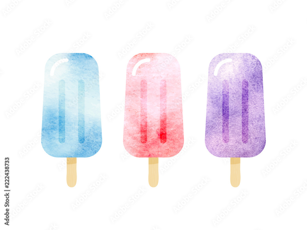 Minimal simple ice cream bar vector set with watercolor texture Stock ...