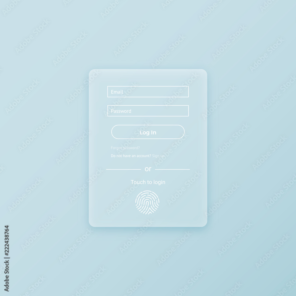 Minimal transparent vector member login form ui. Password ID and touch ... Minimal transparent vector member login form ui. Password ID and touch ...