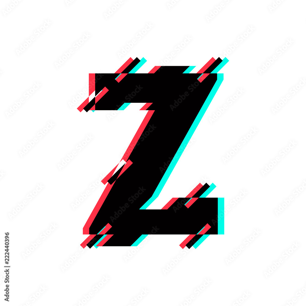 Vector Logo Letter Z Glitch Distortion Diagonal Stock Vector | Adobe Stock