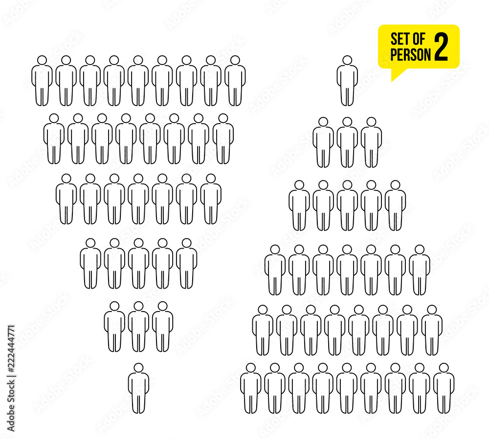 Set of person. People icon of the pyramid. Crowd. Line style. Flat ...