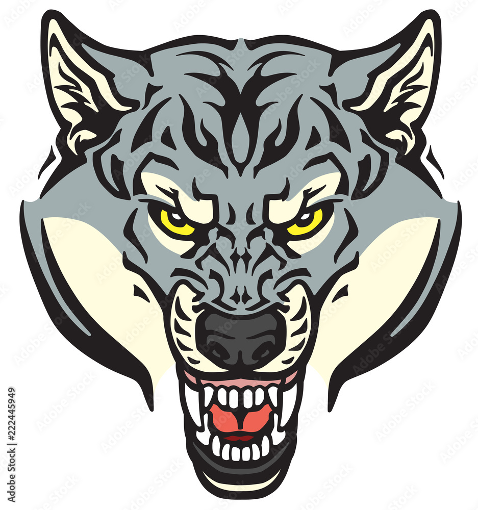 Angry Wolf Head Tattoo