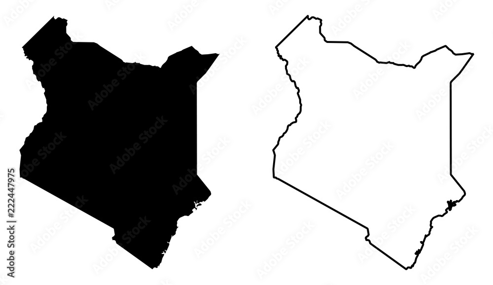 Vetor de Simple (only sharp corners) map of Kenya vector drawing ...