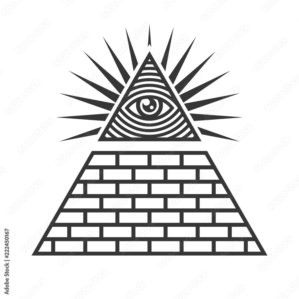 Masonic Illuminati Symbols, Eye in Triangle Sign. Vector Stock Vector ...