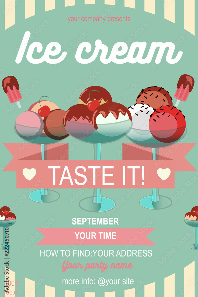 Website template design elements, candy shop template with vase, ice ...